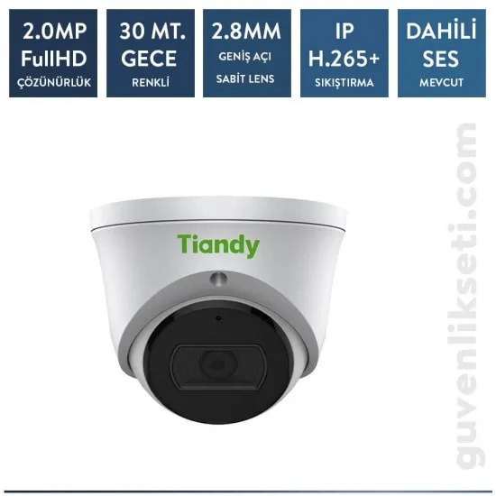 Tiandy TC-C32XP 2 MP SESLİ Süper Starlight IP Dome Kamera