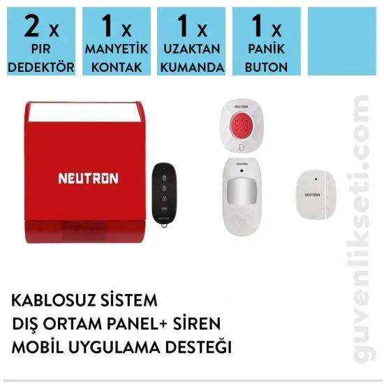 Neutron NTL-OD-99WB Dış Ortam 2 Dedektörlü Kablosuz Alarm Sistemi